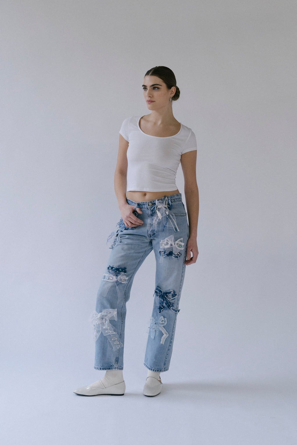 +REwork Bow Jeans | Upcycled Vintage Clothing Online – GOAT Vintage